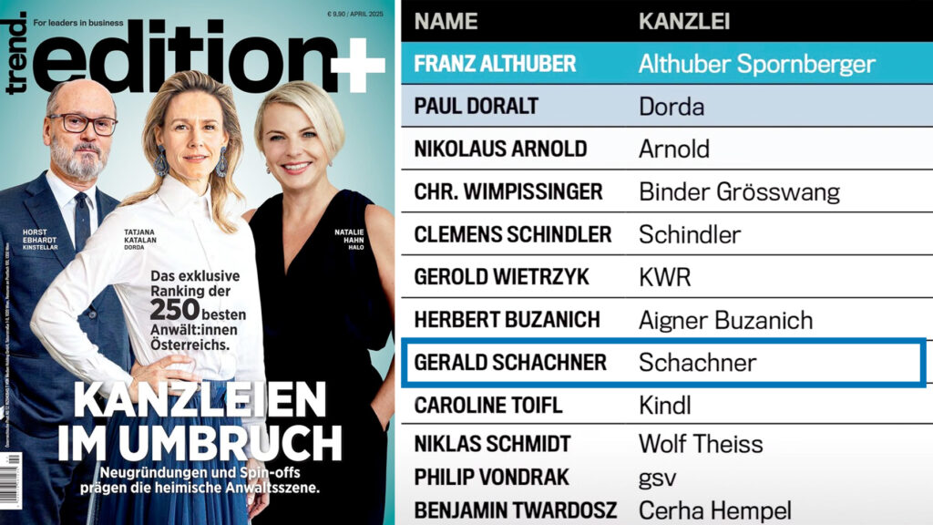 Trend Lawyers Ranking 2025 - SCHACHNER Rechtsanwalt GmbH